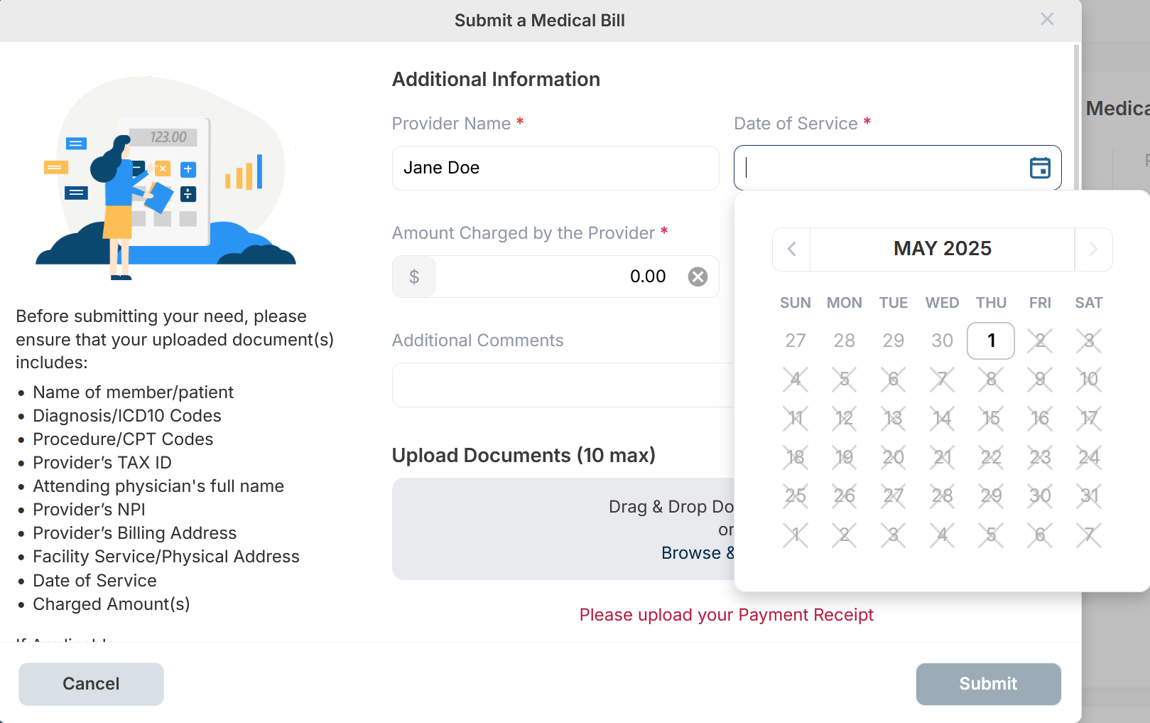How do I manually submit a bill to Impact?