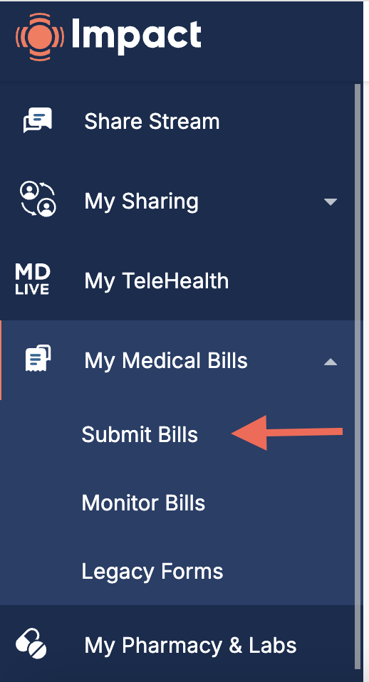 How do I manually submit a bill to Impact?